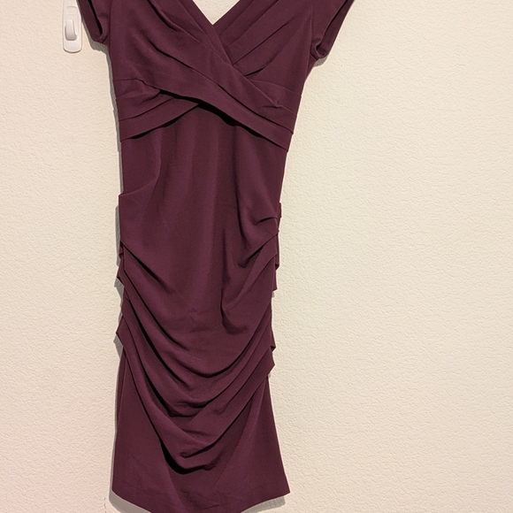 BCBGMaxAzria | Dresses | Curve Hugging Curve Creating Maroon Vneck ...